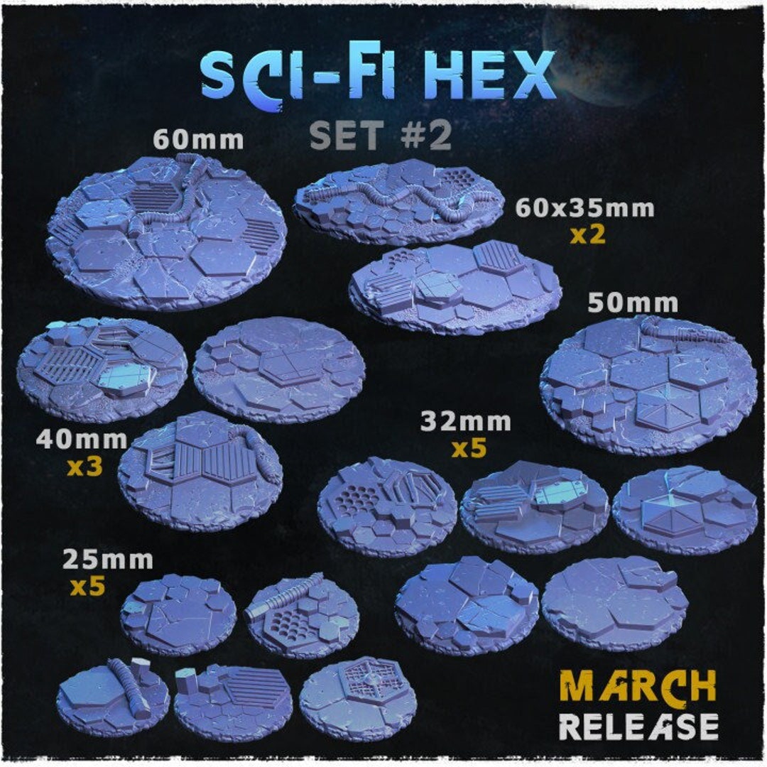 Sci Fi Hex Wargames Bases And Toppers Miniature Bases Etsy