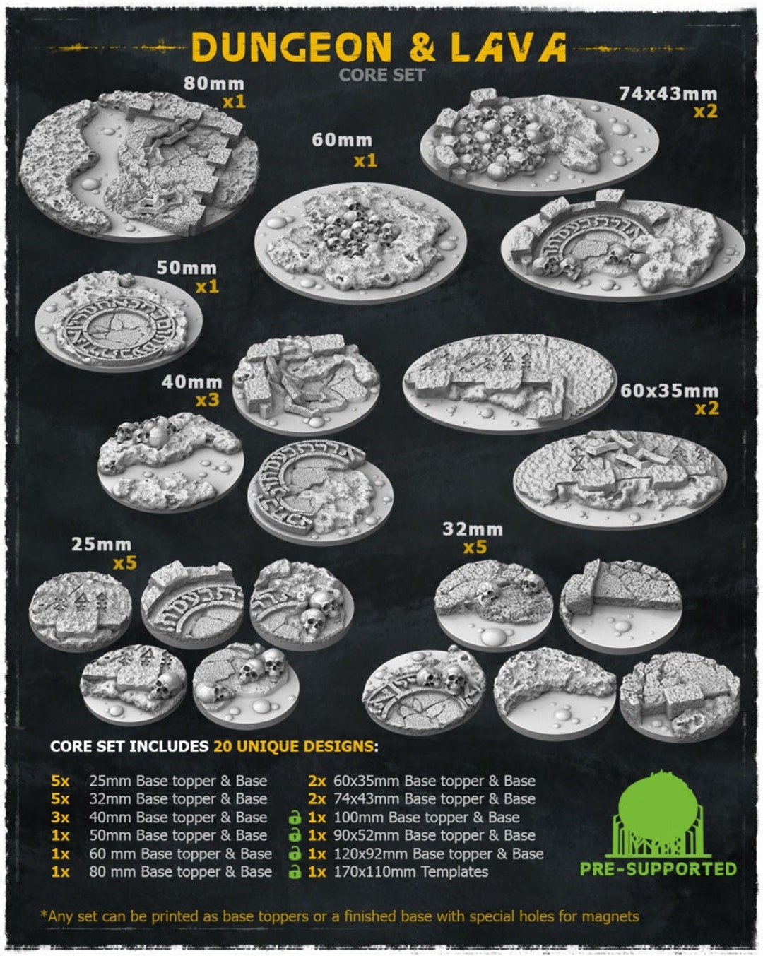 Dungeon & Lava - Wargames Bases and Toppers - Miniature Bases - Etsy