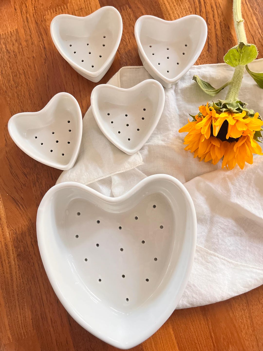 Vintage Heart Apilco French Cheese Molds Berry Strainers Set of 5 - Etsy