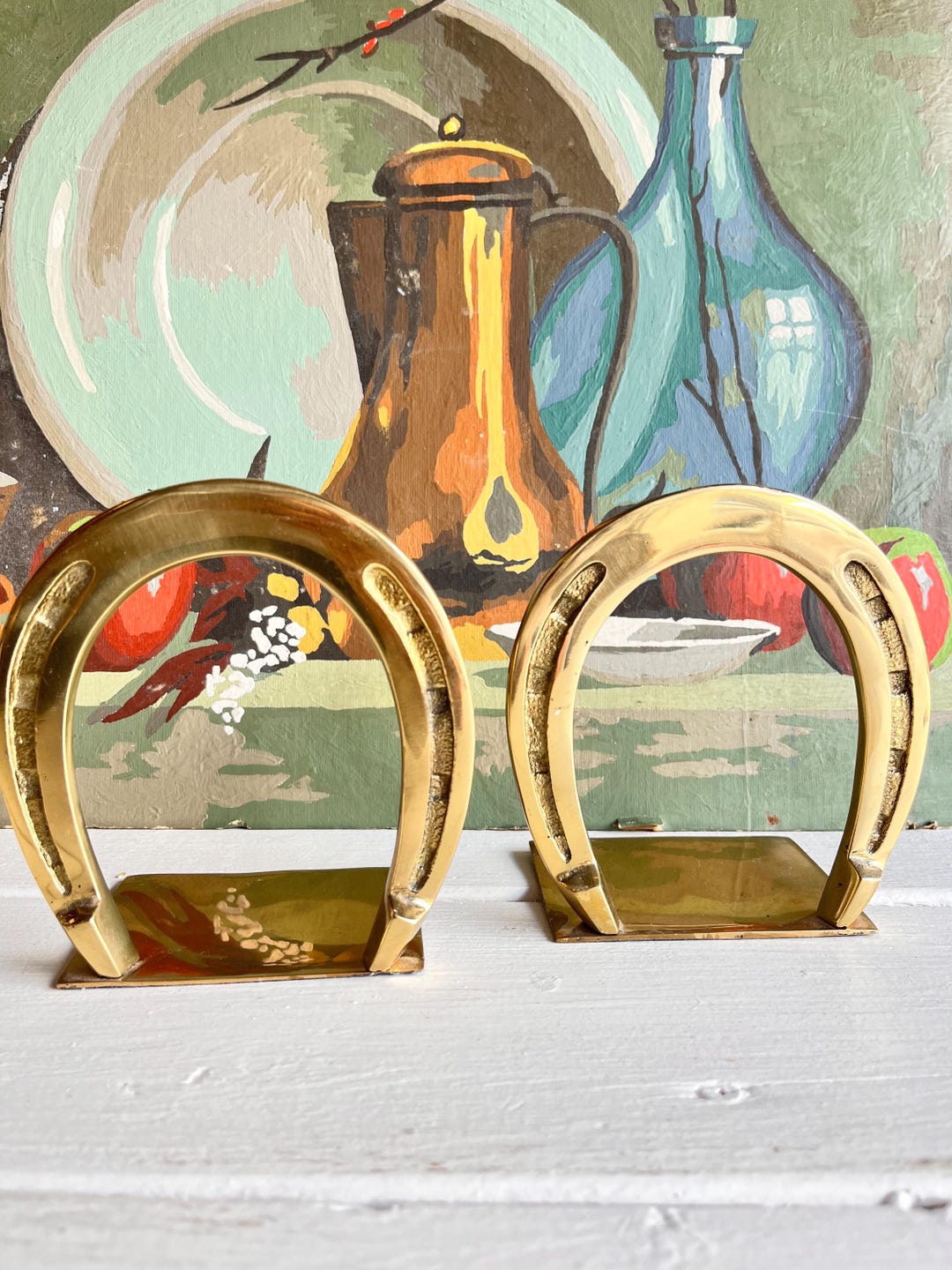Vintage Solid Brass Bookends, Horseshoe Bookends, Brass Bookends - Etsy