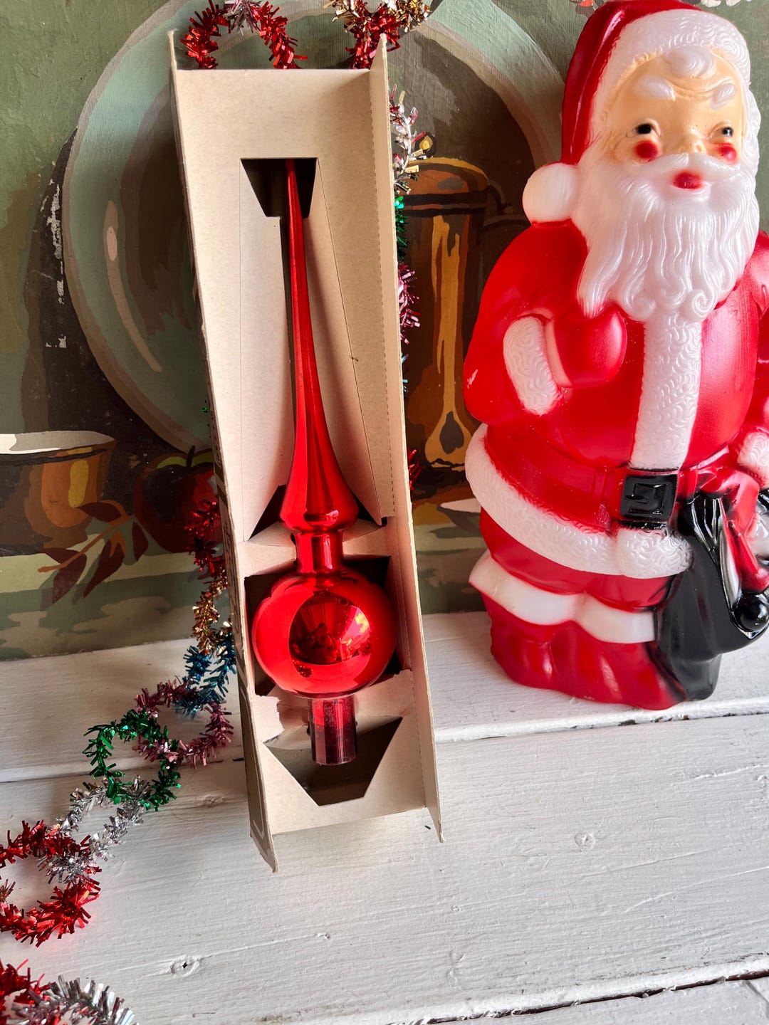 Vintage Glass Tree Topper, Red Tree Topper, Tree Topper With Box - Etsy
