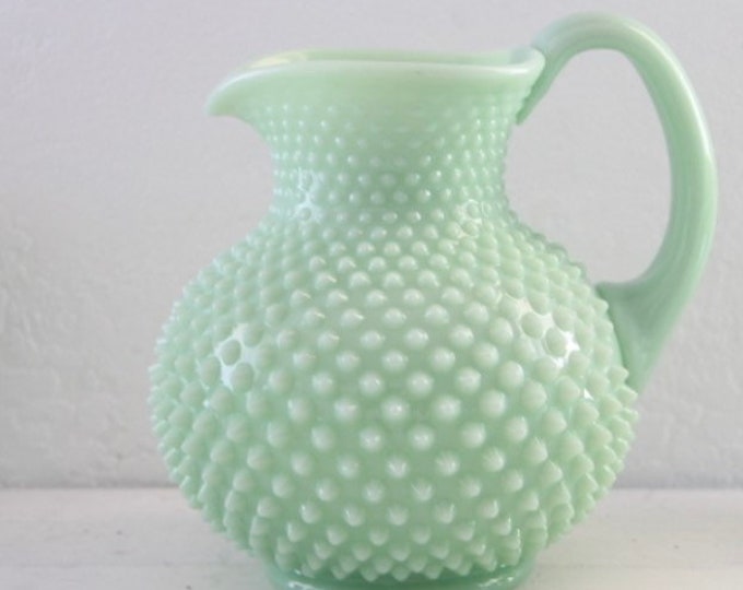 Jadeite Glass, Hobnail Jadeite Pitcher, Glass Pitcher, Jadeite Pitcher ...
