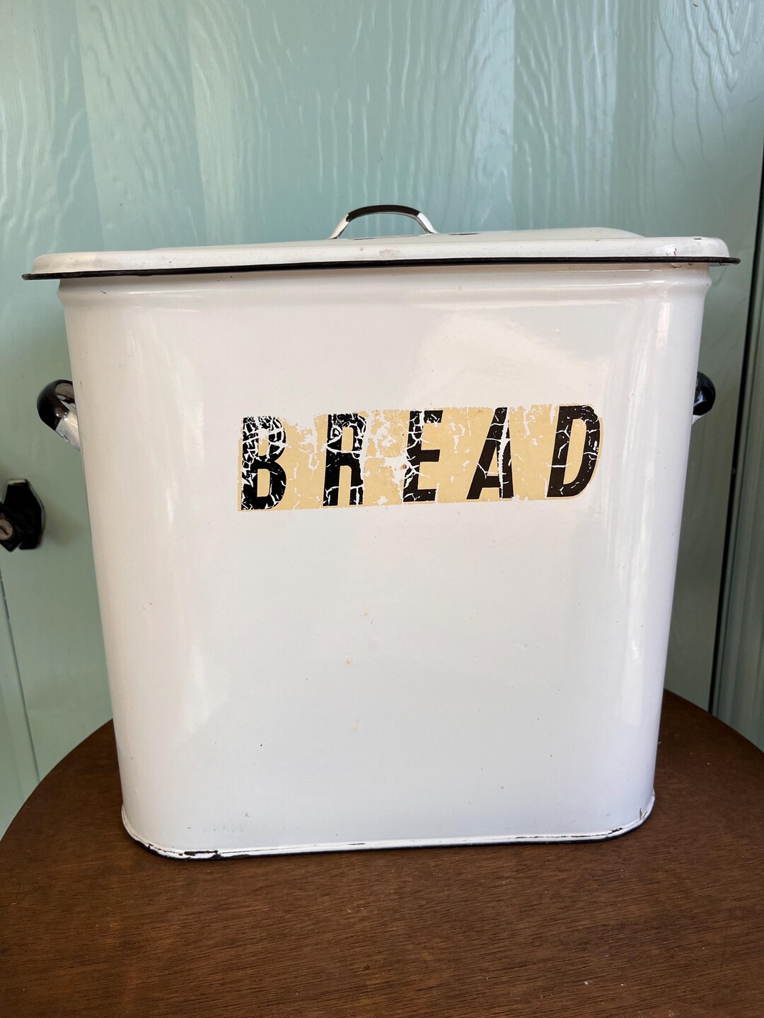 Vintage Enamel Bread Box, Bread Box, Vintage Bread Box, Bread Box With ...