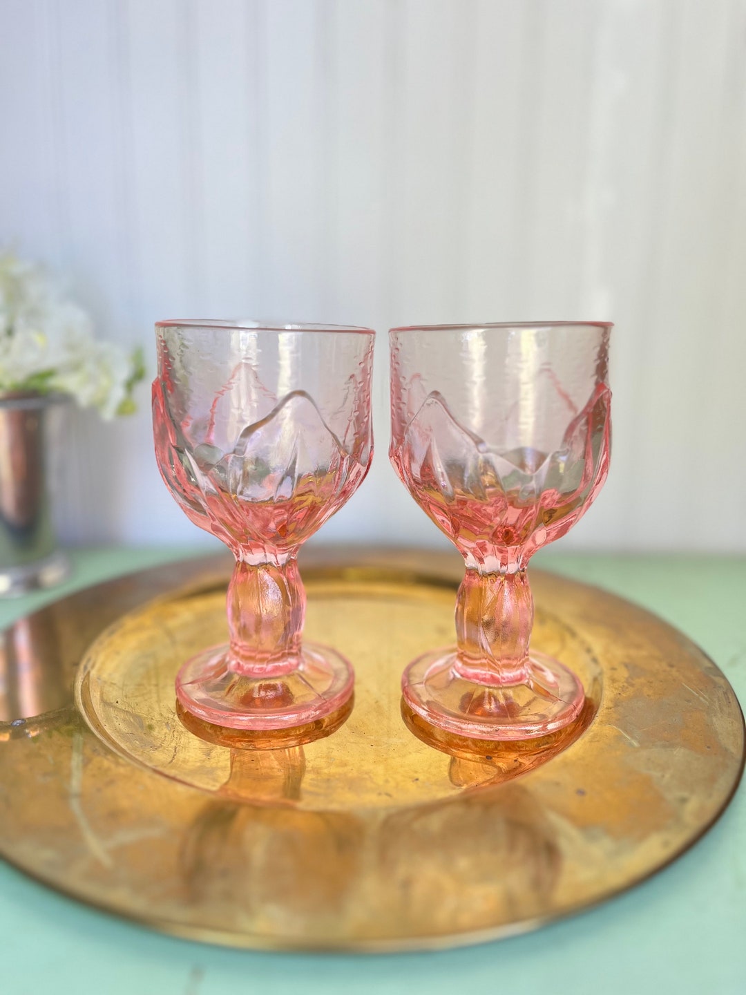 Vintage Pink Goblets, Pink Goblets, Pink Tiffin Goblets - Etsy