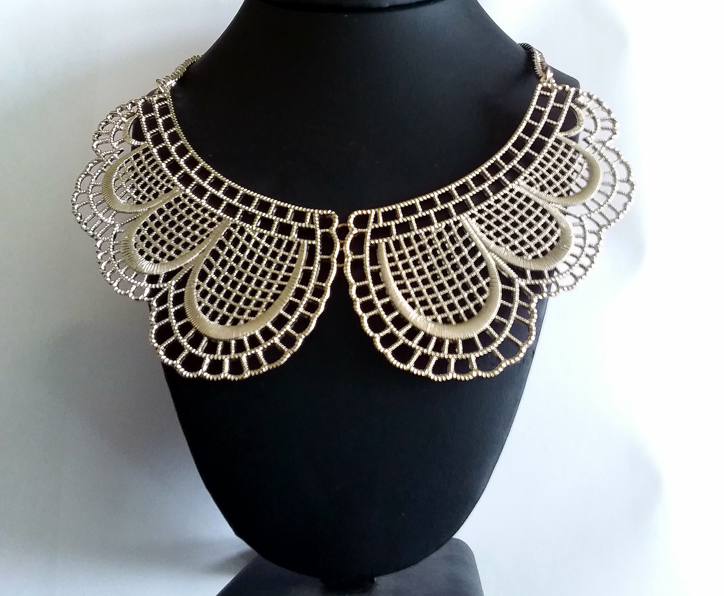 Matte Gold Lace Metal Choker Necklace - Etsy