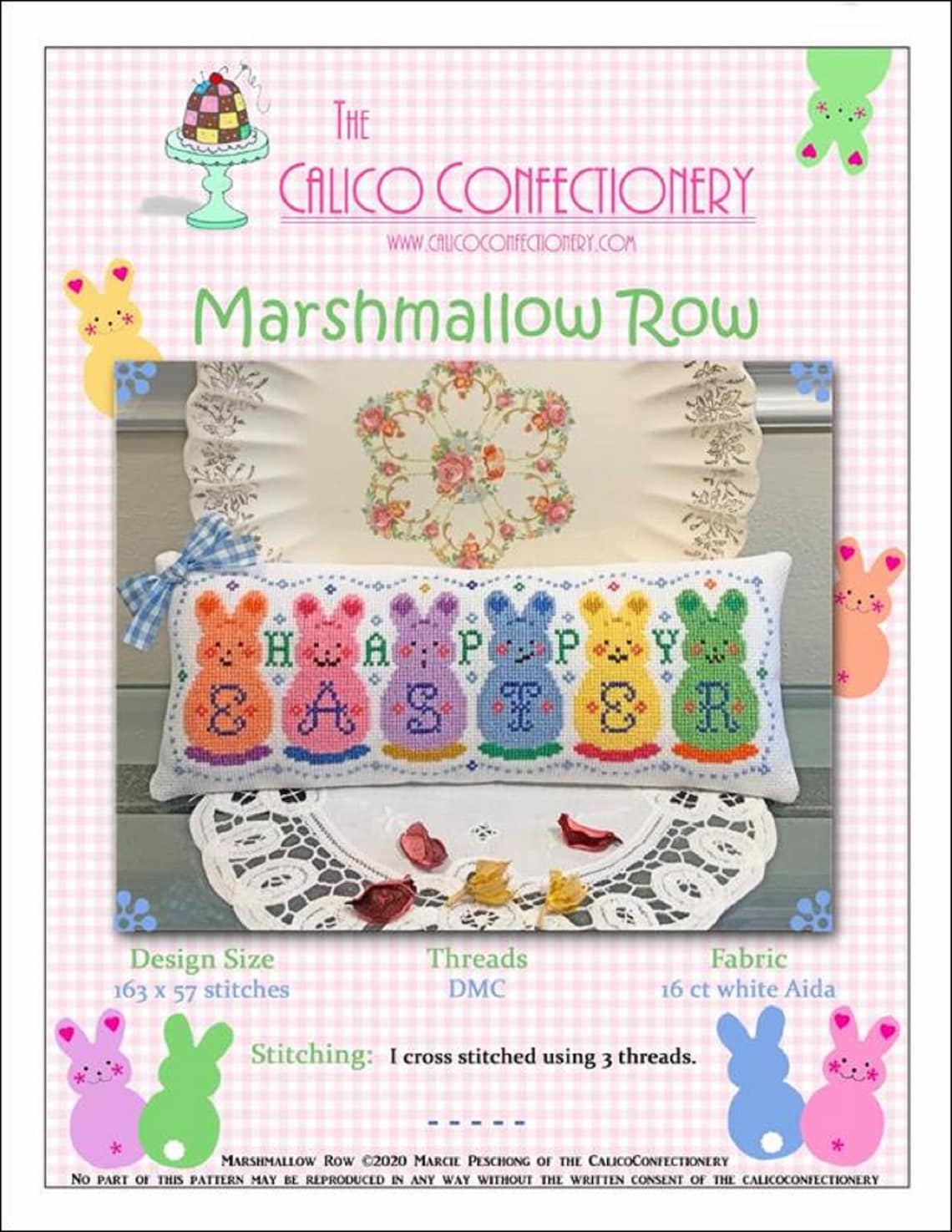 Marshmallow Row Counted Cross Stitch Chart by Designer Marcie | Etsy