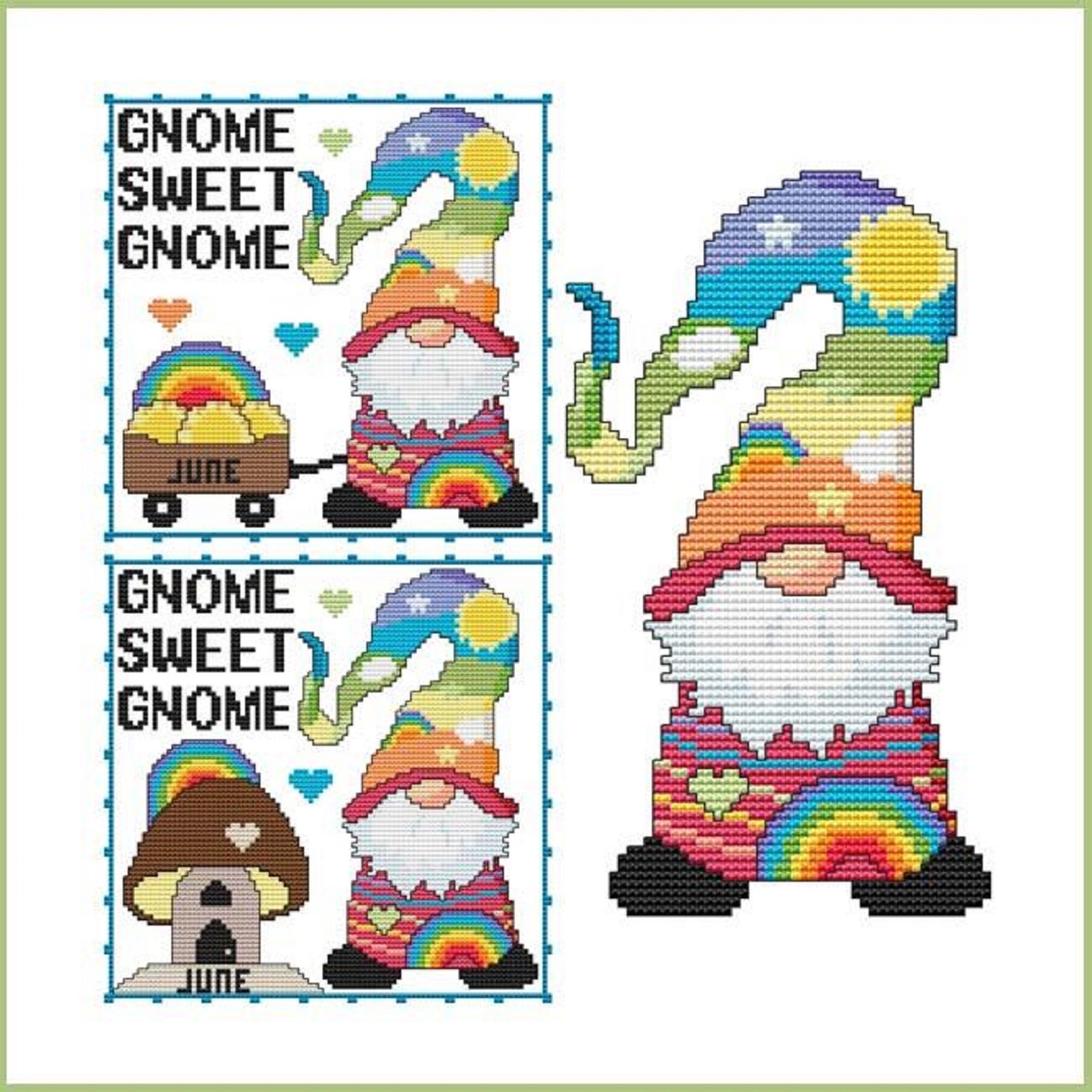 A Year of Gnomes Complete Set of 12 Counted Cross Stitch Charts ...