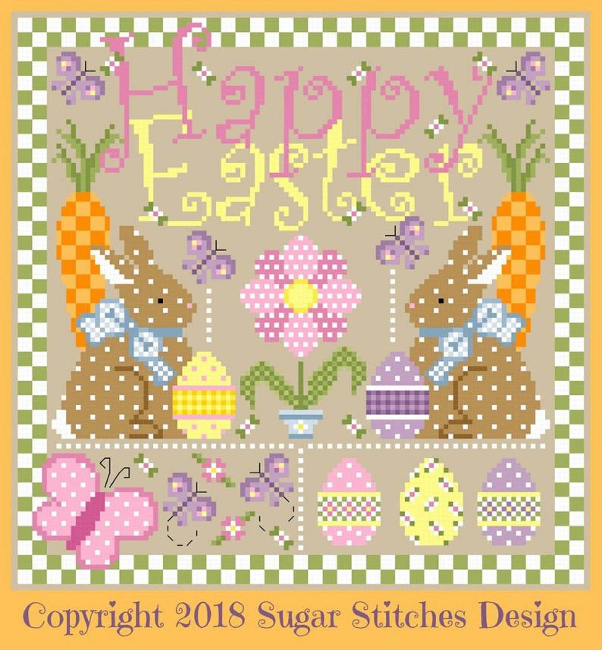 Happy Easter Counted Cross Stitch Pattern Designed and Published by ...