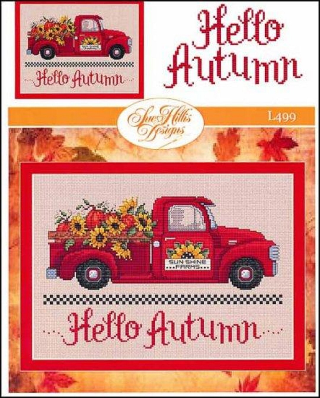 Hello Autumn Cross Stitch Pattern From Sue Hillis Designs: Vintage Red ...