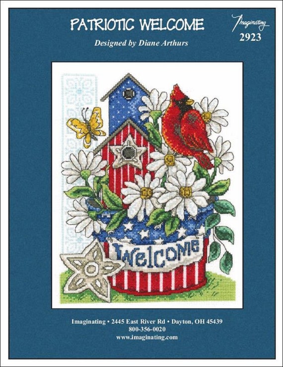 Patriotic Welcome Counted Cross Stitch Pattern by Designer - Etsy