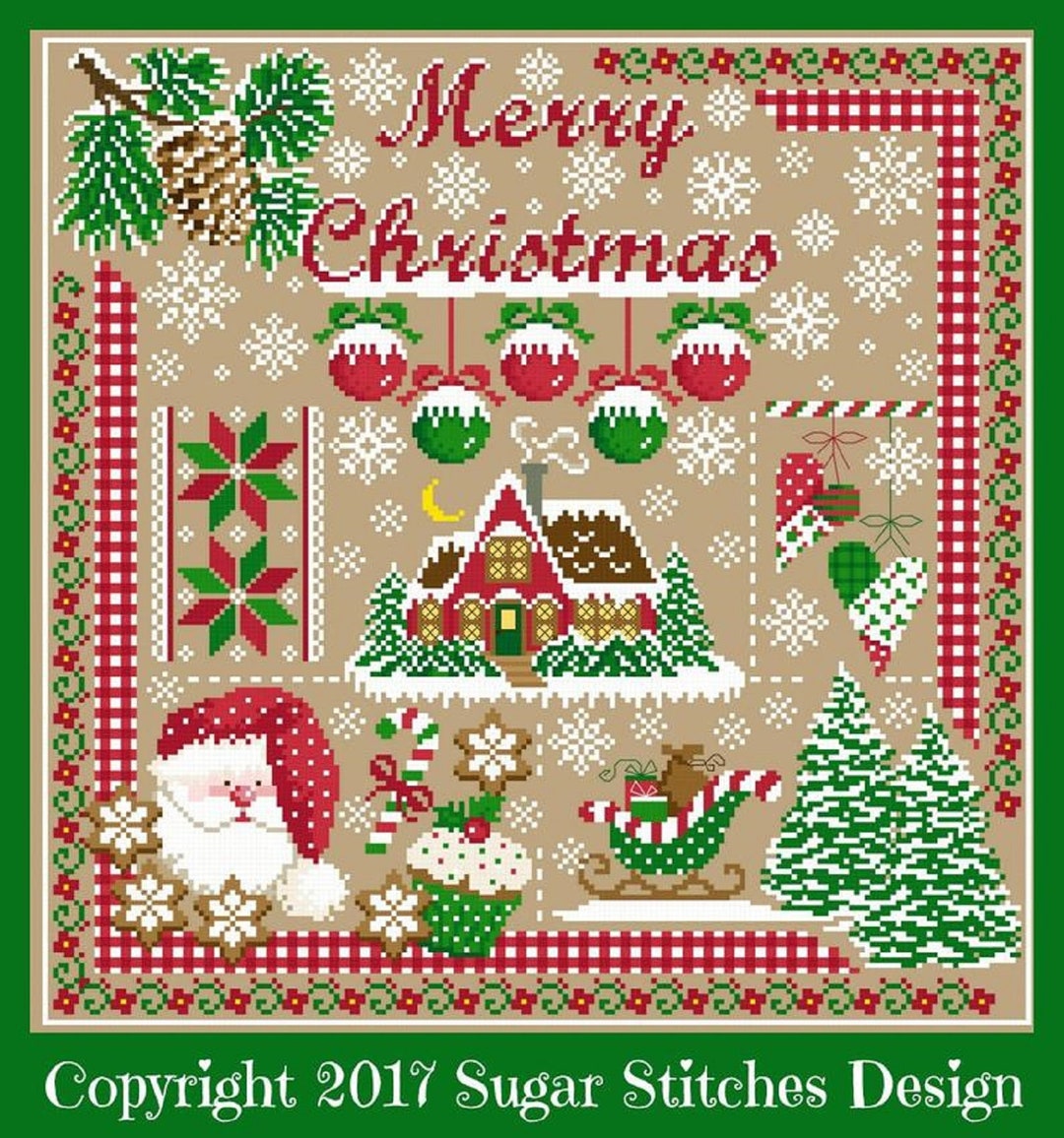 Merry Christmas Sampler Cross Stitch Pattern Designed and Published by ...