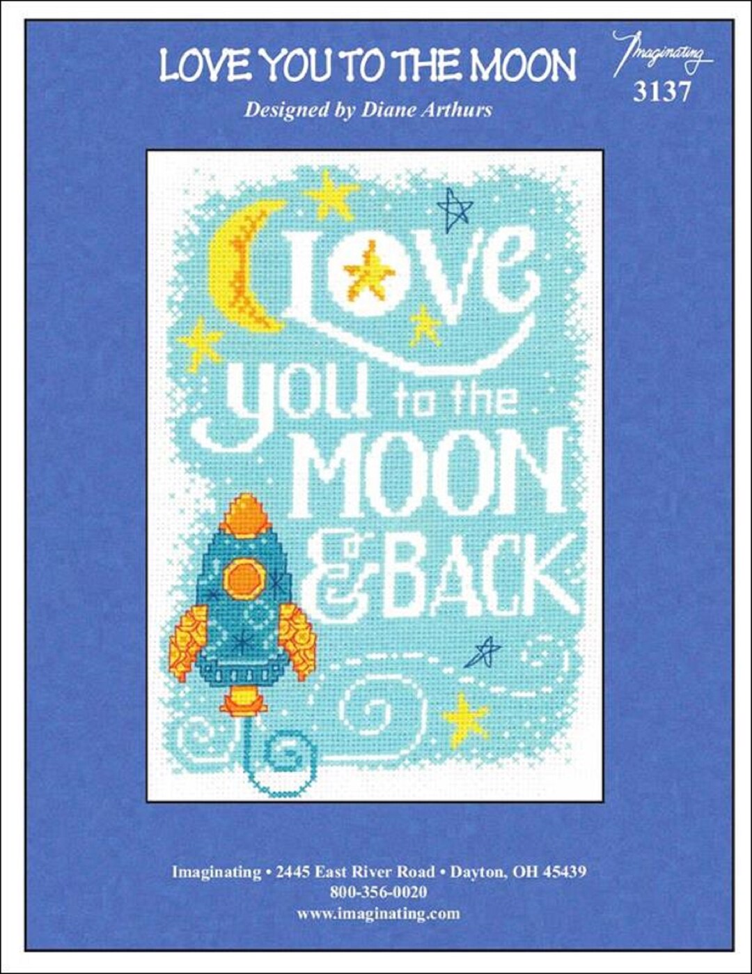 Love You to the Moon Counted Cross Stitch Pattern Designed by Diane ...