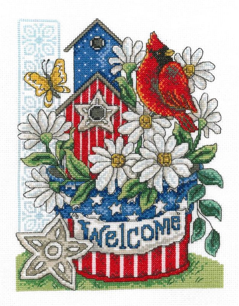 Patriotic Welcome Counted Cross Stitch Pattern by Designer - Etsy