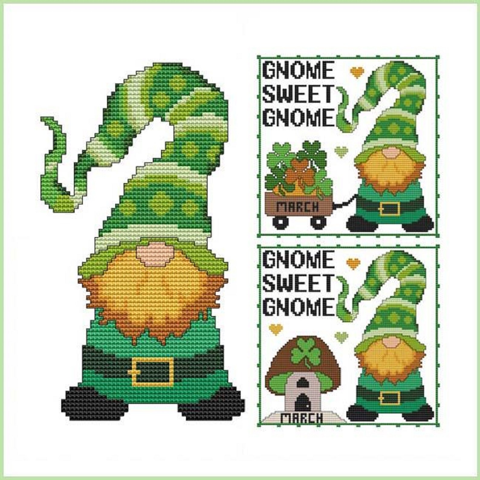 A Year of Gnomes Complete Set of 12 Counted Cross Stitch Charts ...