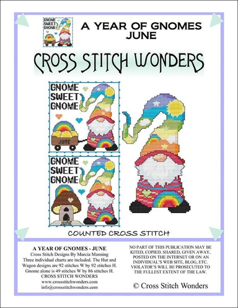 March-june A Year of Gnomes Counted Cross Stitch Series | Etsy