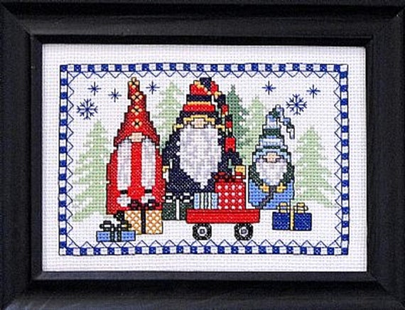 Gnome Family Counted Cross Stitch Chart From Bobbie G | Etsy