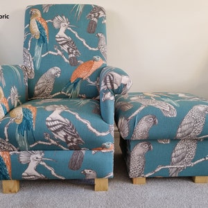 Iliv Aviary Birds Fabric Adult Chair & Footstool Armchair Pouffe ...