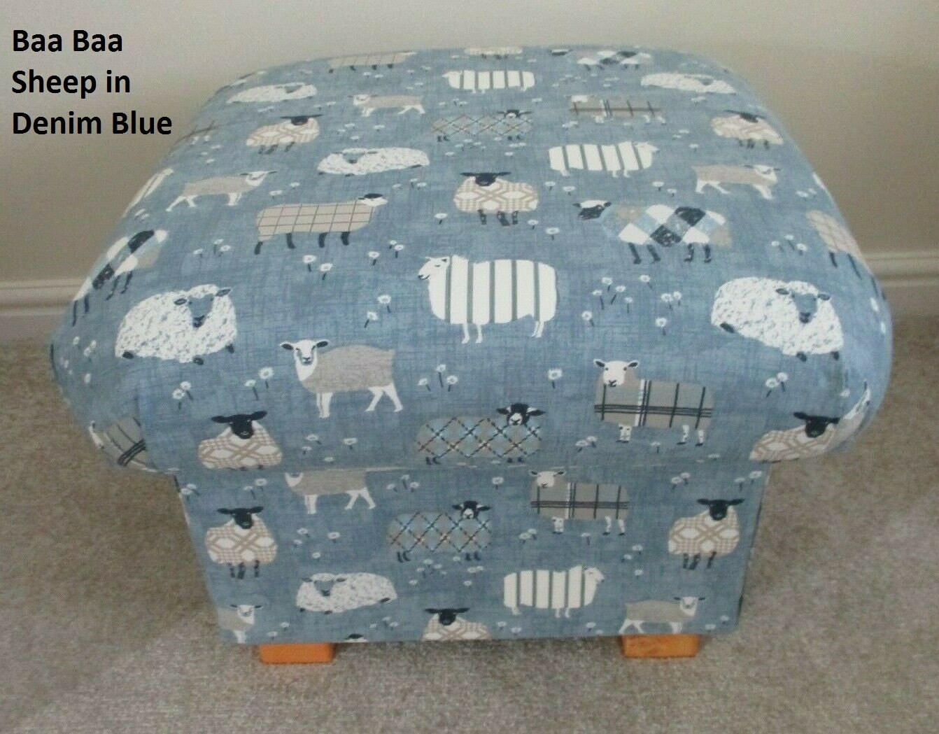 Storage Footstool in Iliv Baa Baa Fabric Sheep Pouffe Patchwork Lambs ...