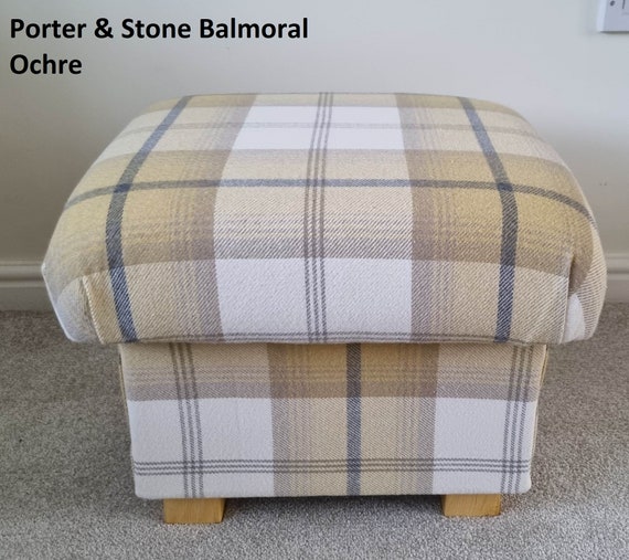 Grey check pouffe store