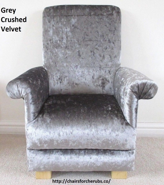 Crushed Velvet Children s Chair Kids Armchair Nursery Child s Bedroom Silver Grey Navy Teal Green Aqua Blue Mustard Ochre Emerald Lilac Etsy