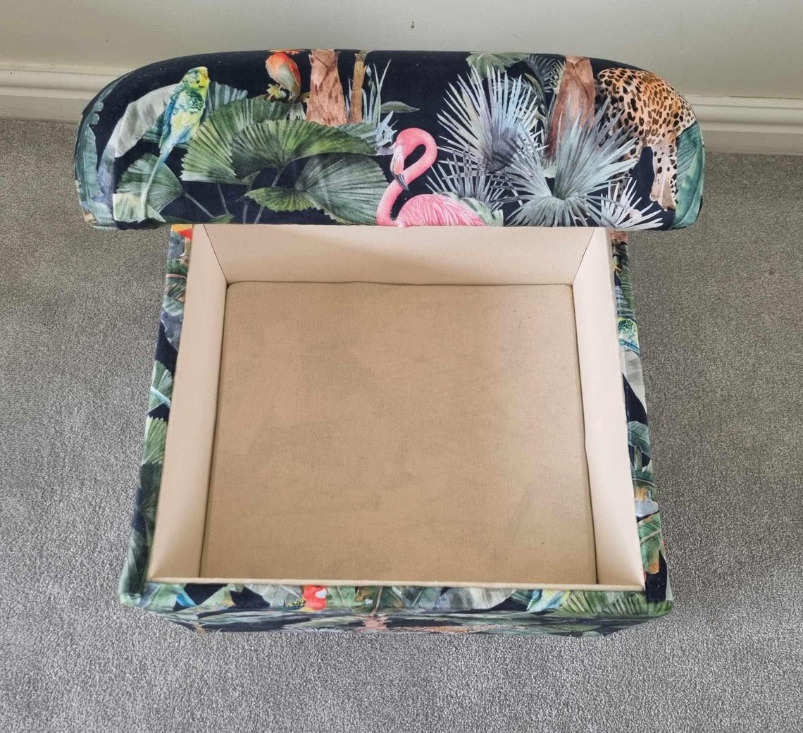 Jungle Animals Velvet Storage Footstool: Safari Nursery Decor Ottoman ...