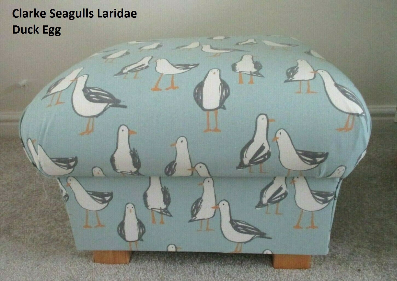 Fryetts Stag Head Grey Fabric Footstool Nursery Lounge Bedroom Bespoke ...