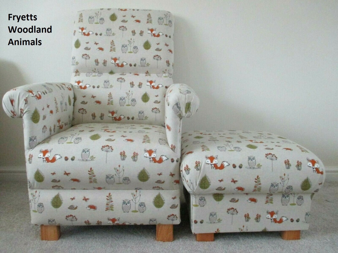 Fryetts Woodland Animals Adult Chair & Footstool Owl Fox | Etsy