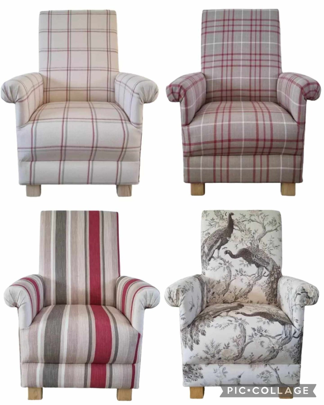 Laura Ashley Fabric Adult Armchairs Corby Keynes Check Cranberry Red ...