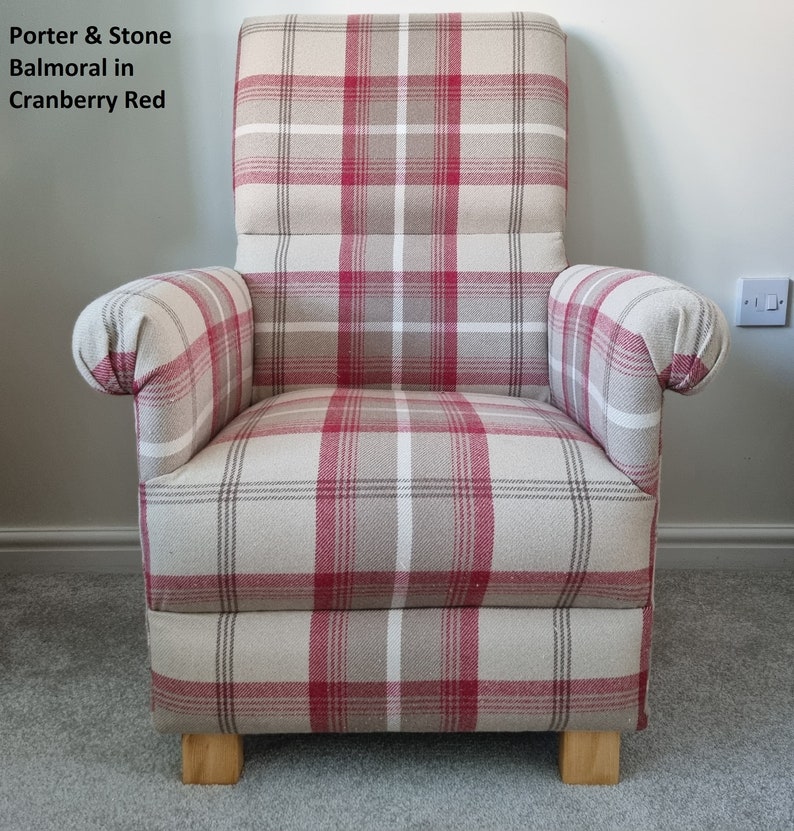 Handcrafted Adult Tartan Check Armchair: Porter & Stone Balmoral Fabric ...