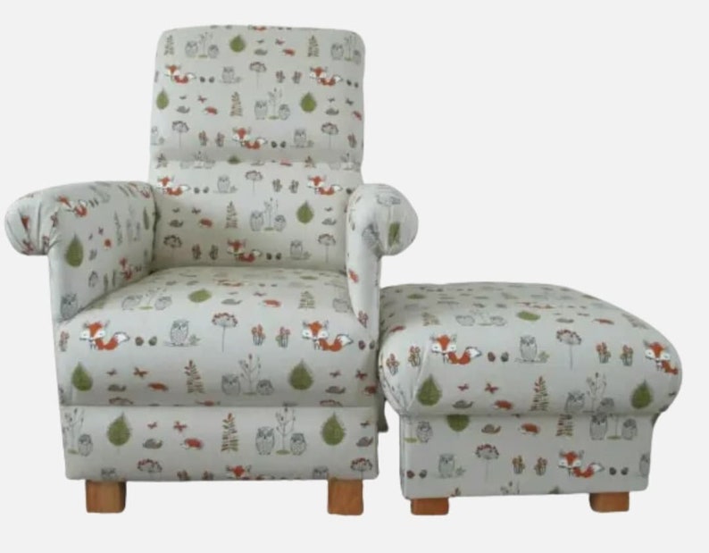 Fryetts Woodland Animals Adult Chair & Footstool Owl Fox - Etsy