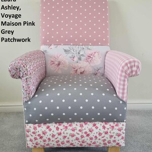 Laura Ashley Patchwork Child's Armchair Pink Roses & Polka Dot Fabric ...