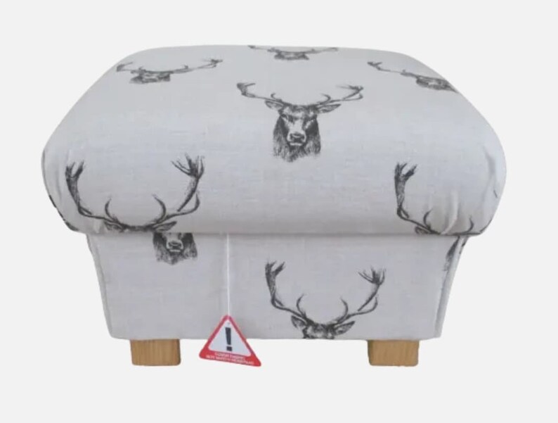Fryetts Stag Head Grey Fabric Footstool Nursery Lounge Bedroom - Etsy