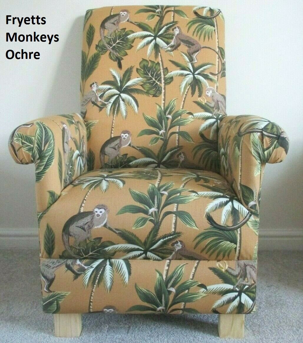 Fryetts Monkeys Fabric Adult Chair Armchair Jungle Animals - Etsy UK