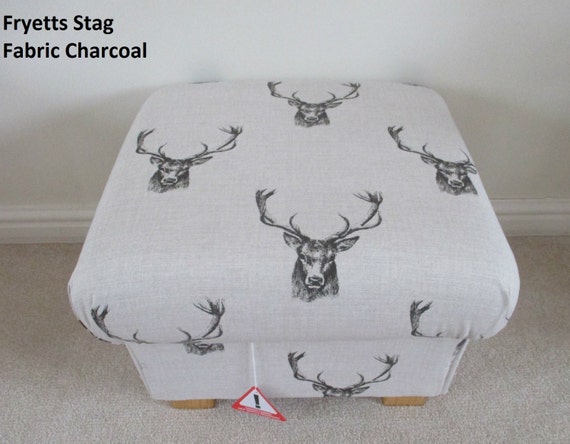 Fryetts Stag Head Grey Fabric Footstool Nursery Lounge Bedroom | Etsy