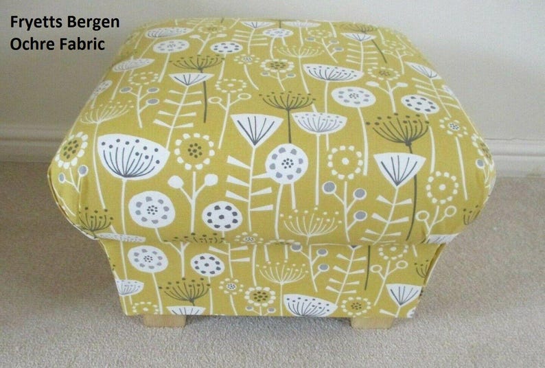 Fryetts Stag Head Grey Fabric Footstool Nursery Lounge Bedroom Bespoke ...