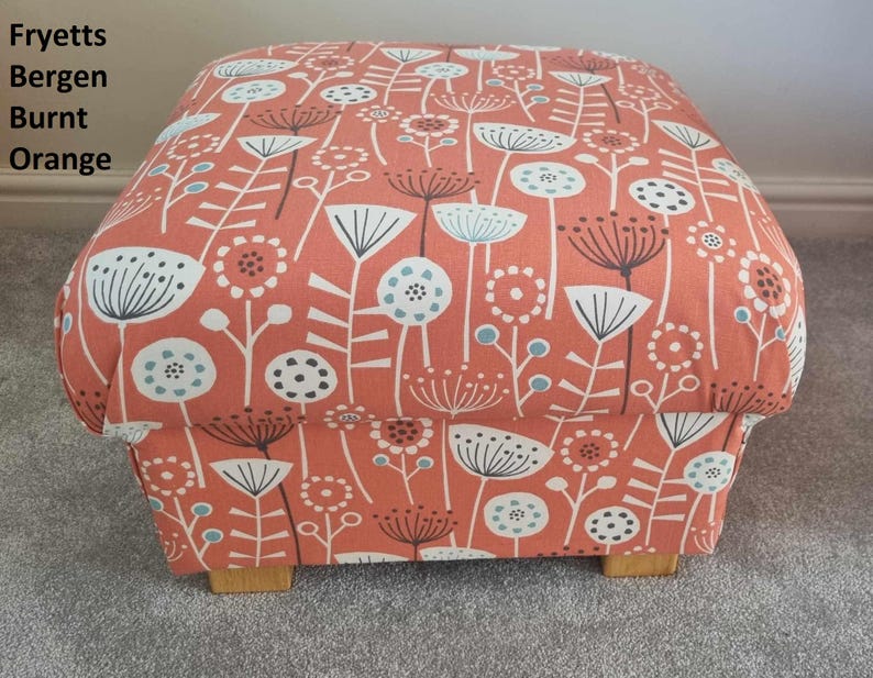 Fryetts Stag Head Grey Fabric Footstool Nursery Lounge Bedroom Bespoke ...