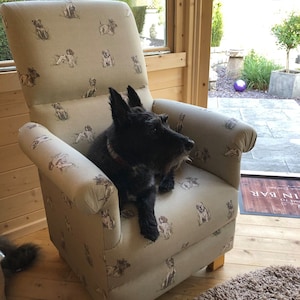 Fryetts Pooch Fabric Adult Chair Armchair Dogs Puppies Natural Beige ...