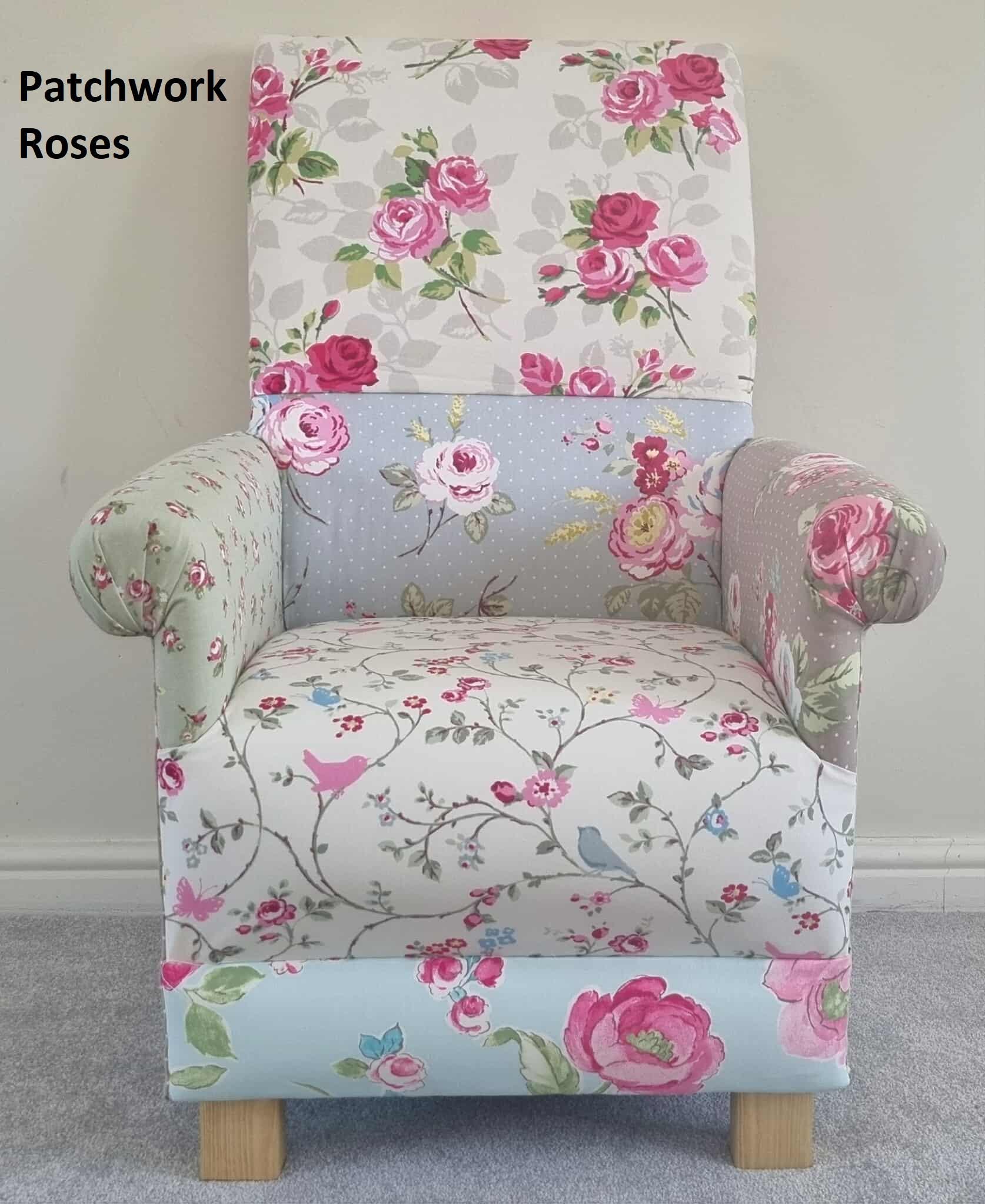 Laura Ashley Patchwork Child's Armchair Pink Roses & Polka Dot Fabric ...