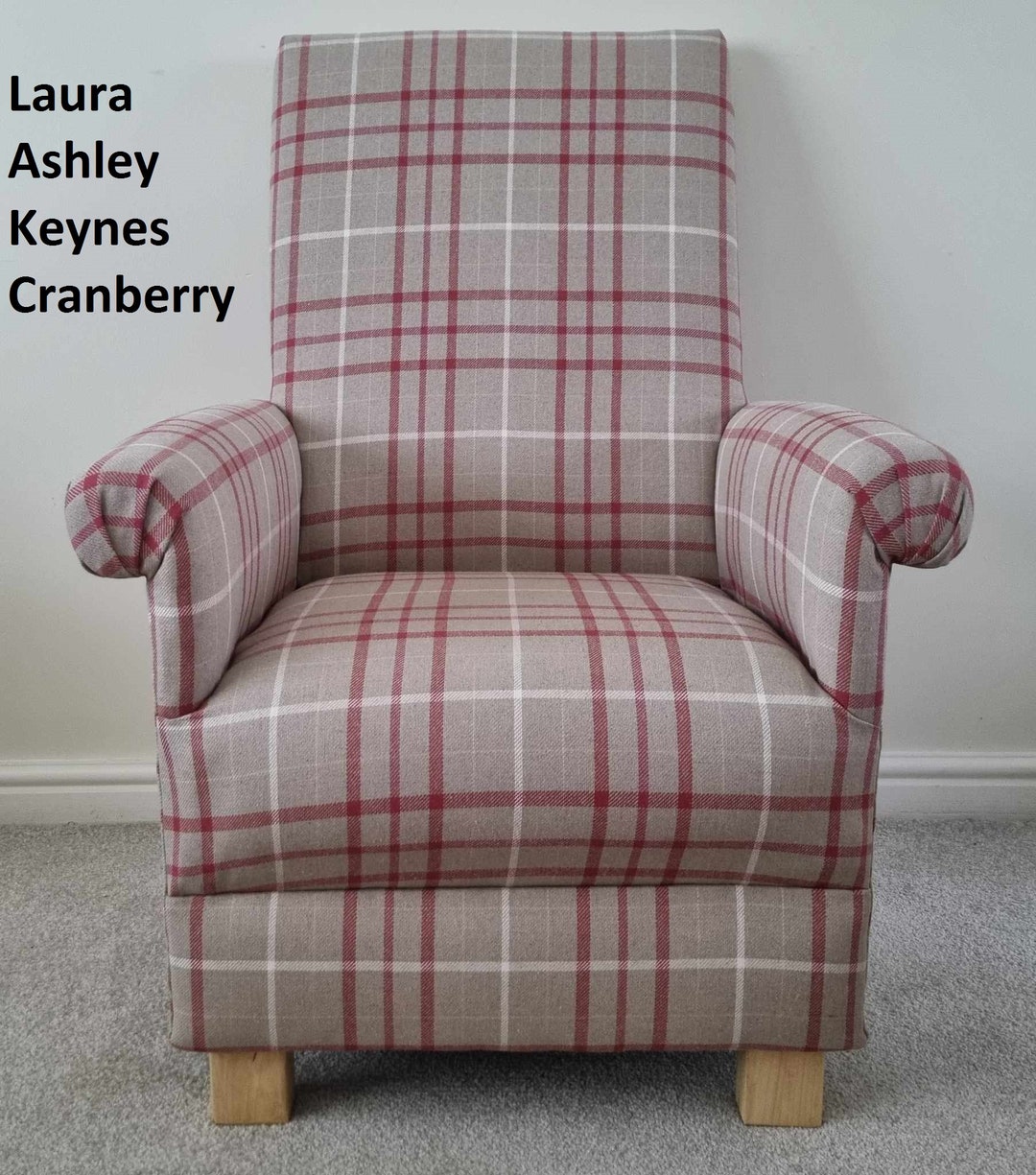 Laura Ashley Fabric Adult Armchairs Corby Keynes Check Cranberry Red ...