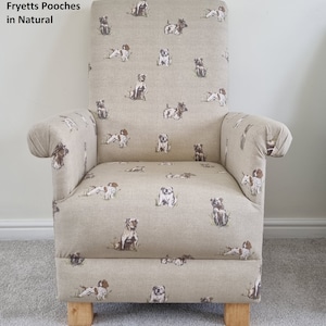 Fryetts Pooch Fabric Adult Chair Armchair Dogs Puppies Natural Beige ...