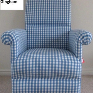Gingham Fabric Armchairs Adult Chairs Blue Pink Red Checked Check ...