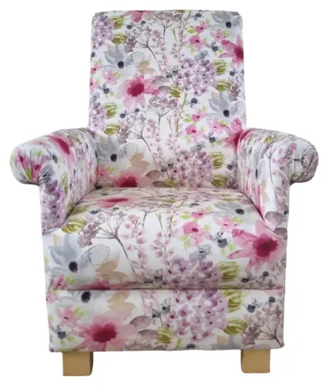 Fryetts Felicity Fabric Adult Chair Floral Pink Armchair Accent ...