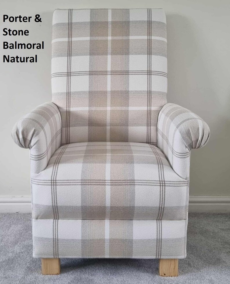 Handcrafted Tartan Check Adult Armchair Porter & Stone Balmoral Fabric ...