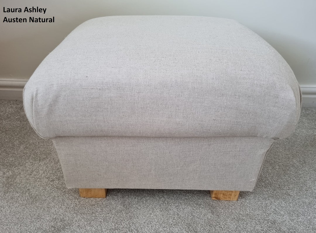 Laura Ashley Austen Natural Fabric Storage Footstool: Handcrafted ...