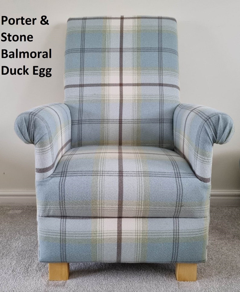 Handcrafted Adult Tartan Check Armchair: Porter & Stone Balmoral Fabric ...