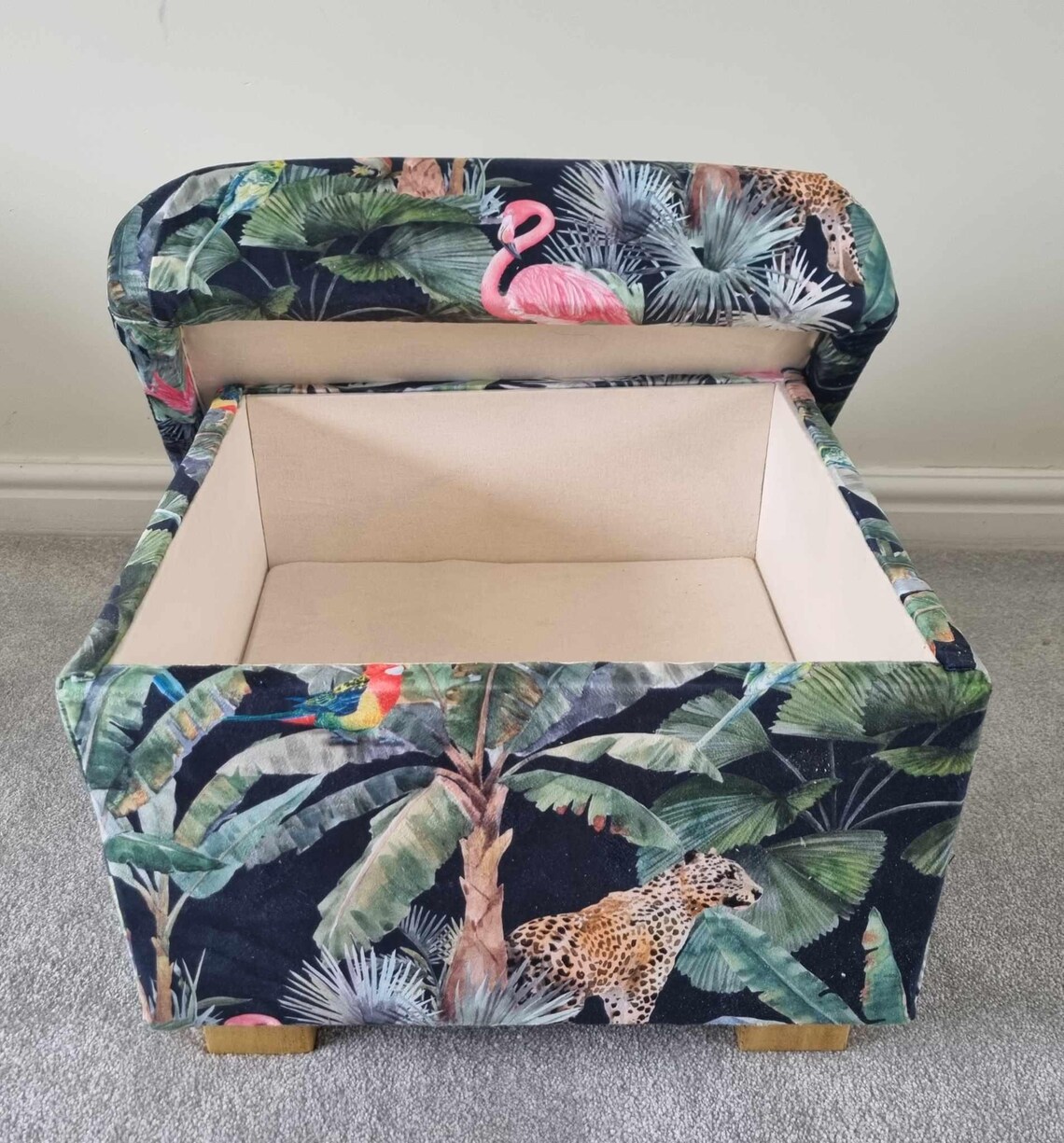 Jungle Animals Velvet Storage Footstool: Safari Nursery Decor Ottoman ...