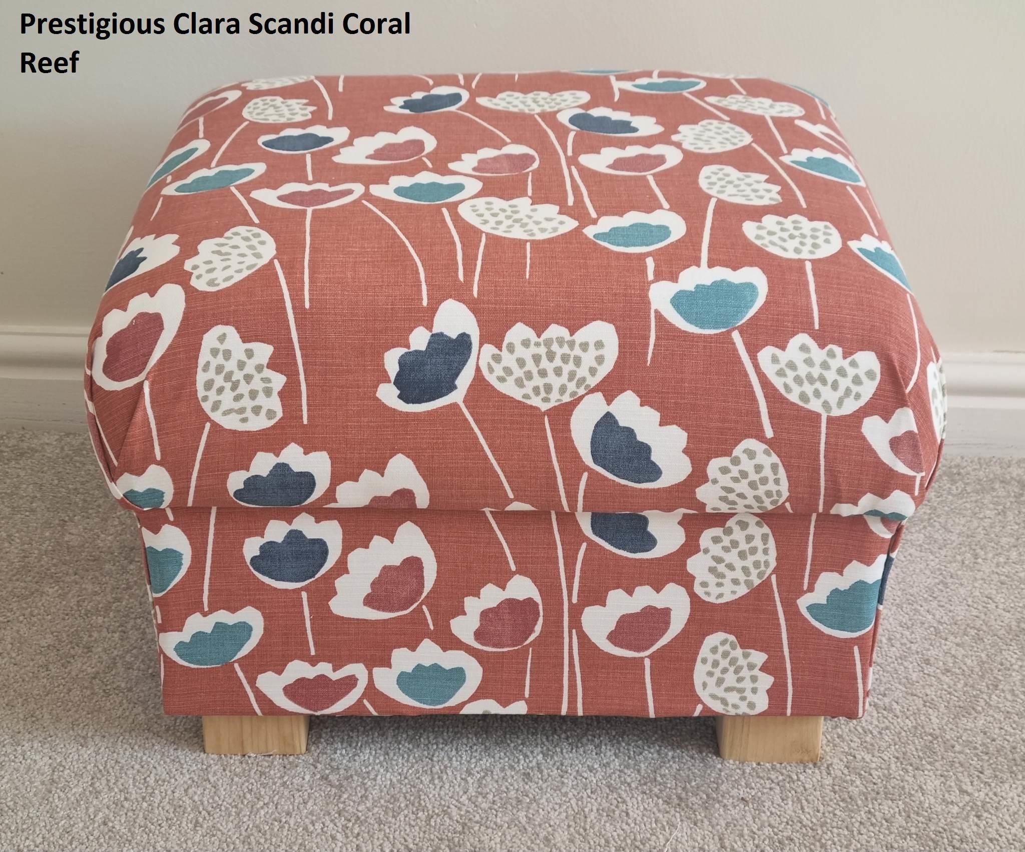 Fryetts Stag Head Grey Fabric Footstool Nursery Lounge Bedroom Bespoke ...