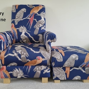 Iliv Aviary Birds Fabric Adult Chair & Footstool Armchair Pouffe ...