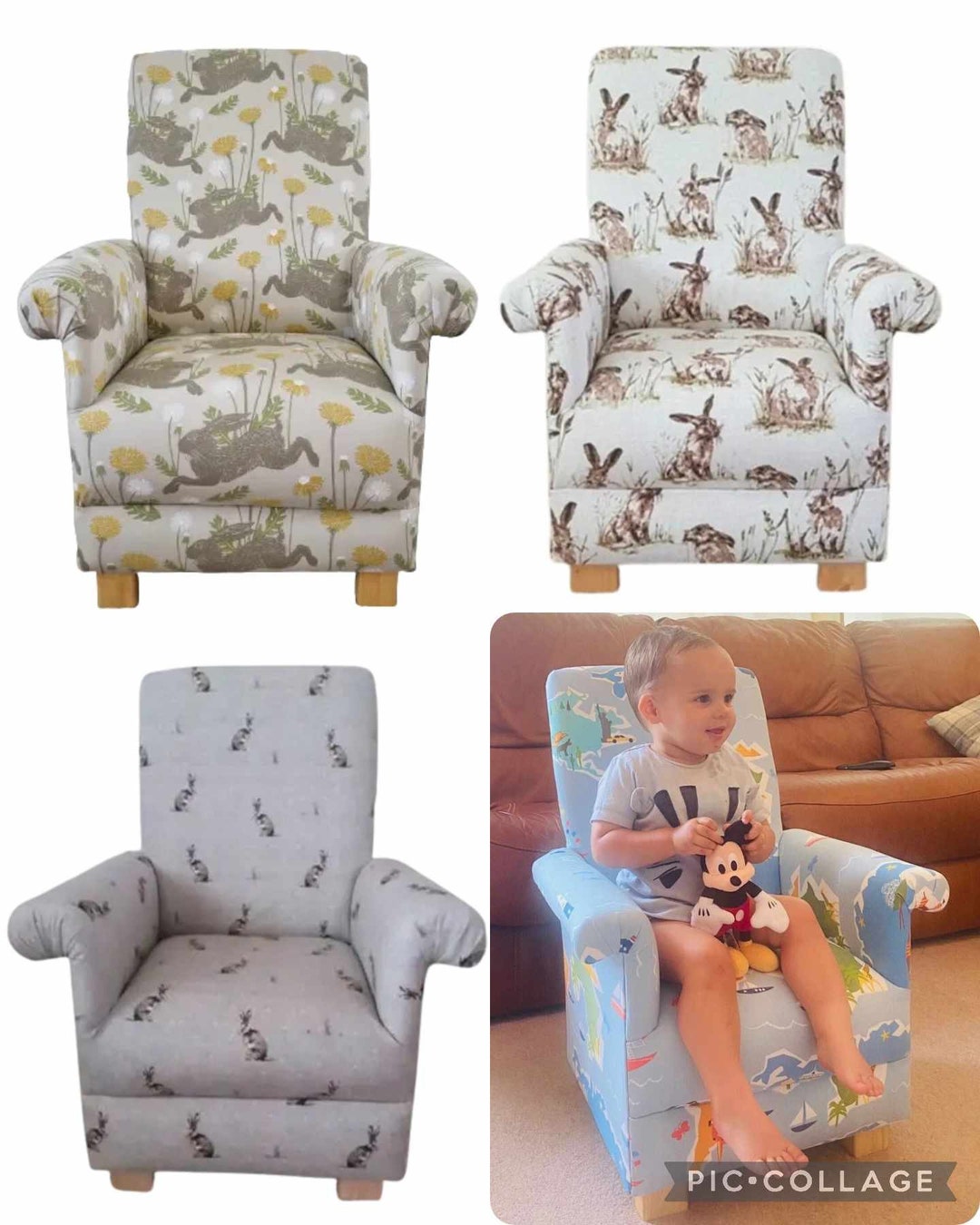 Fryetts Hartley Hare Natural Fabric Child's Chair Beige Rabbits Nursery ...
