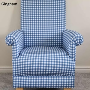 Gingham Fabric Armchairs Adult Chairs Blue Pink Red Checked Check ...